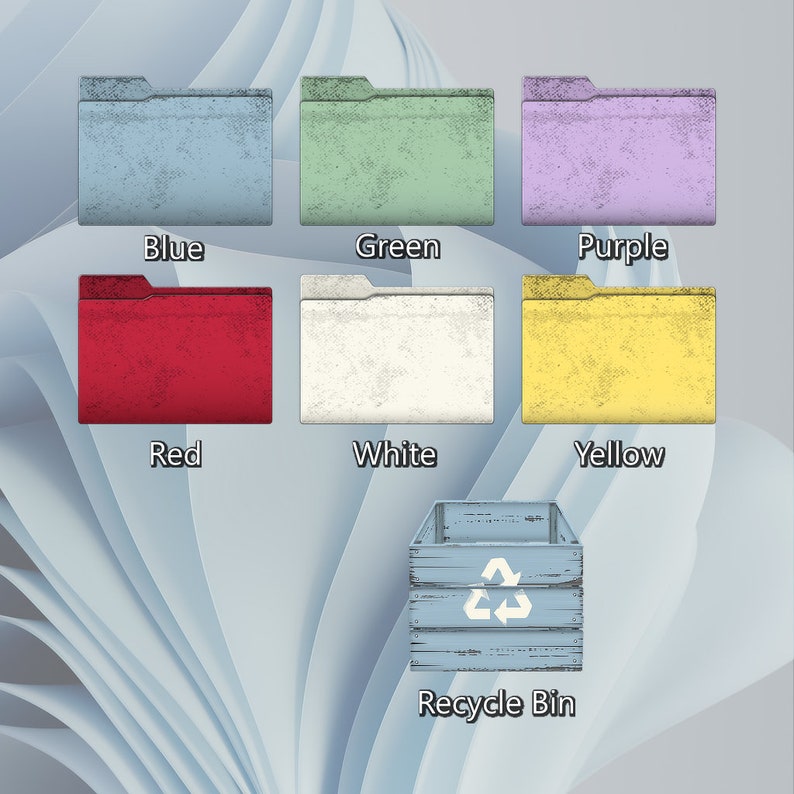 Rustic Blue Desktop Recycle Bin Icon and Complete Rustic Folder Icon ...