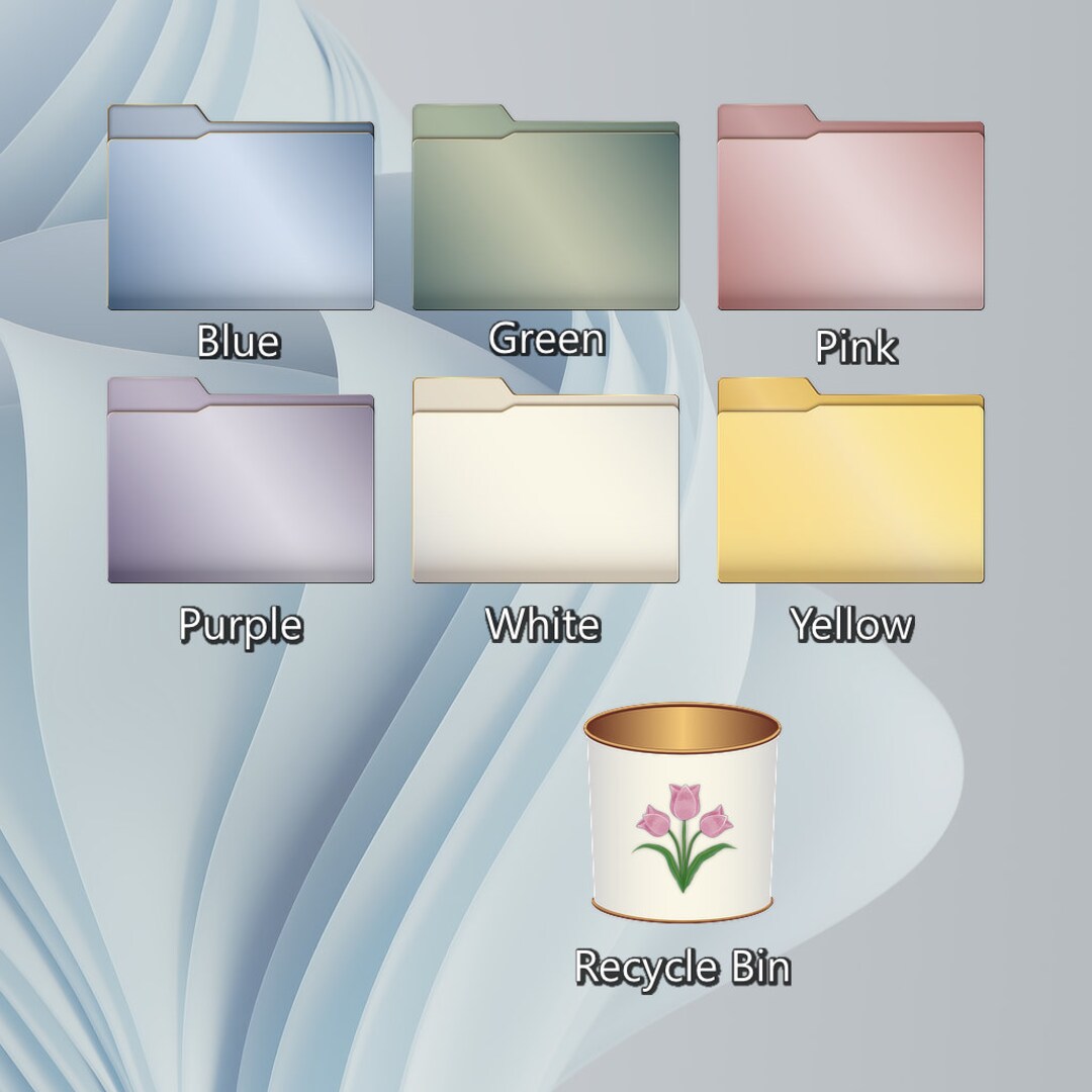 Vintage White Desktop Recycle Bin Icon and Complete Vintage Folder Icon ...