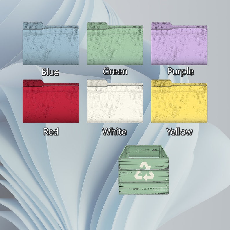 Rustic Green Desktop Recycle Bin Icon and Complete Rustic Folder Icon ...