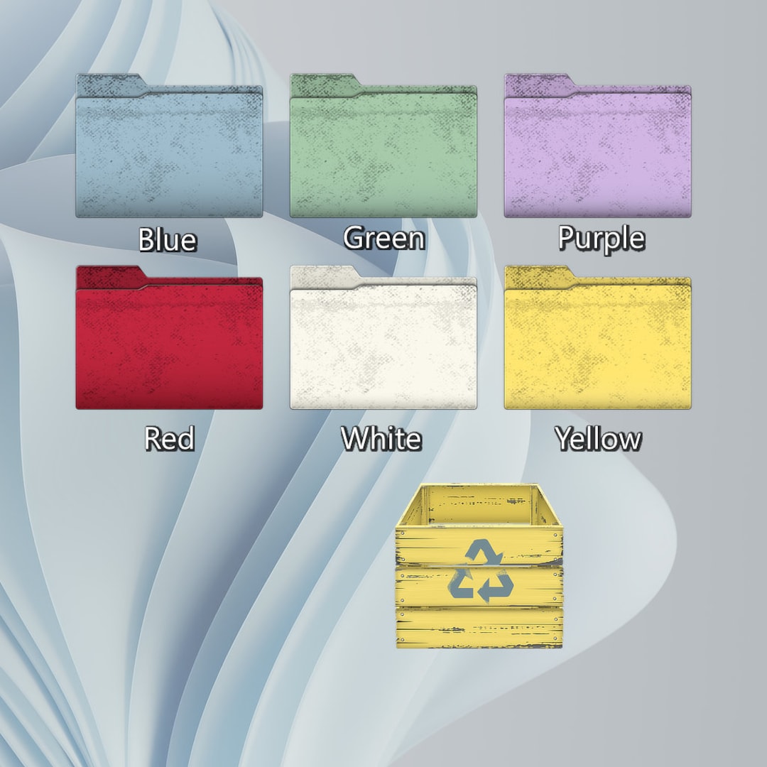 Rustic Yellow Desktop Recycle Bin Icon and Complete Rustic Folder Icon ...