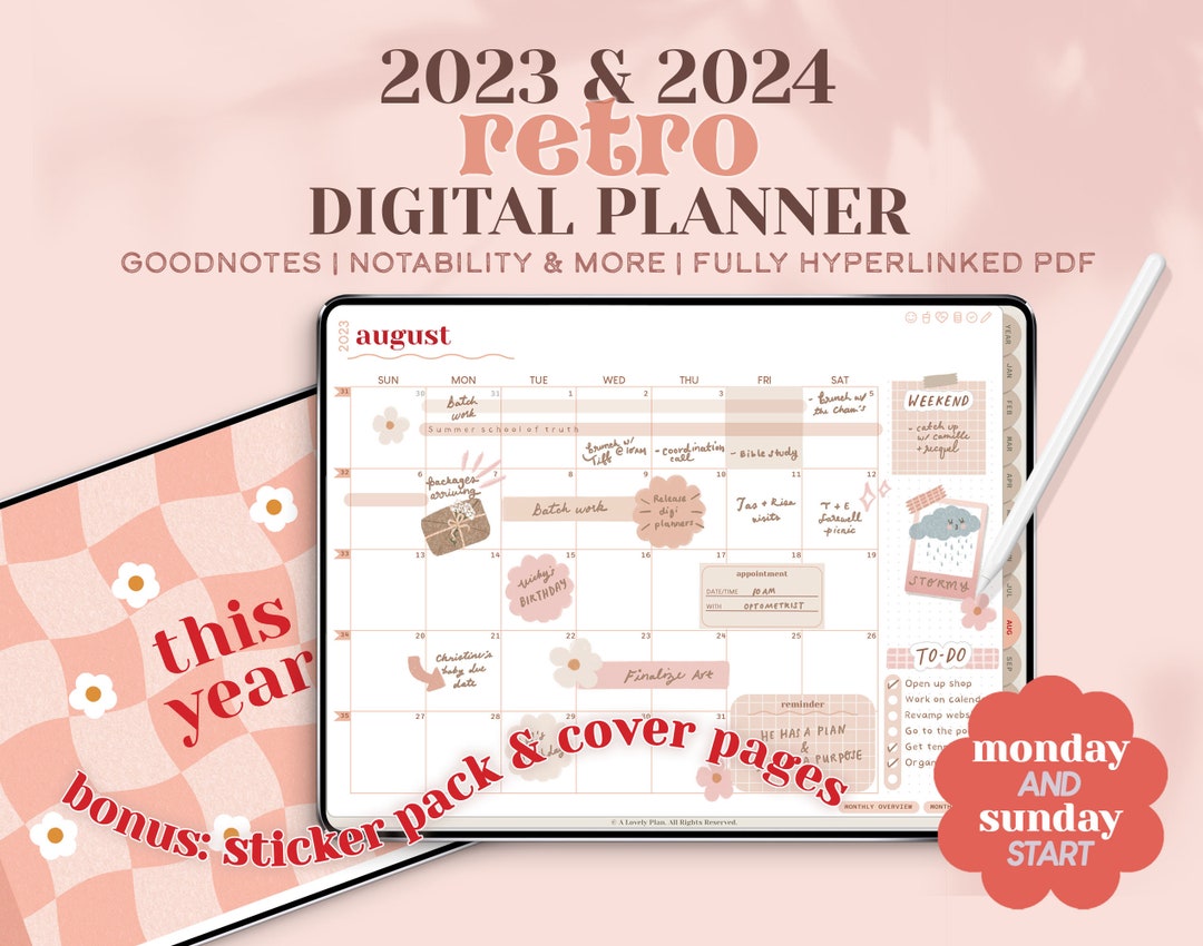 Retro Digital Planner Goodnotes Digital Planner, Daily Digital Planner ...