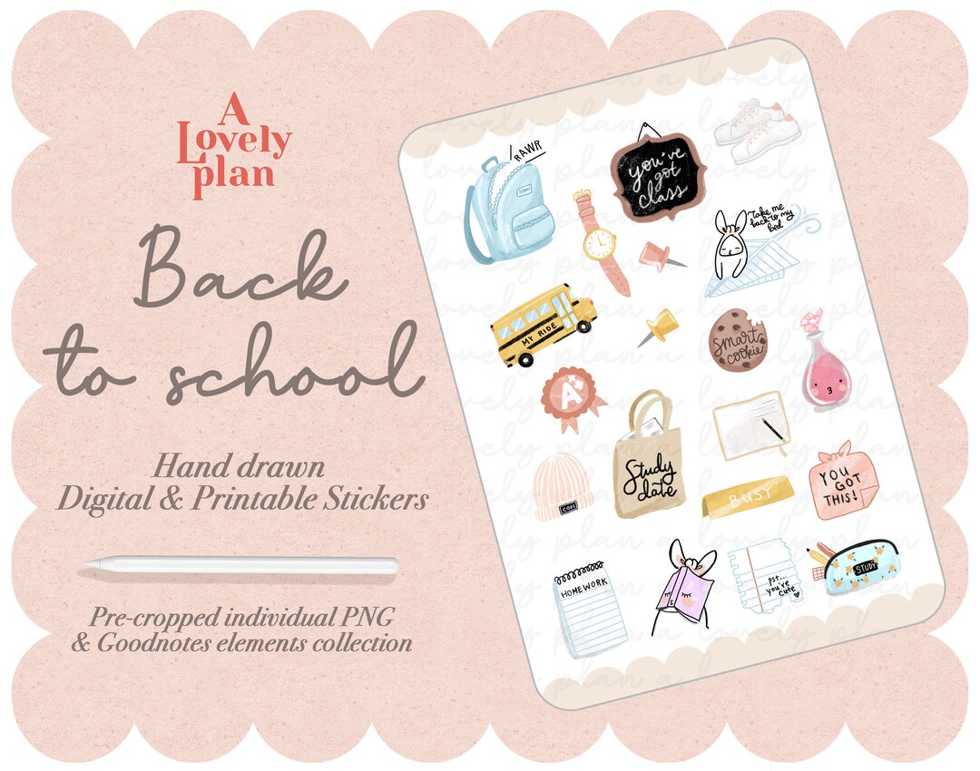 Back to School Digital Stickers | Goodnotes, Planner, Bujo, Journaling ...