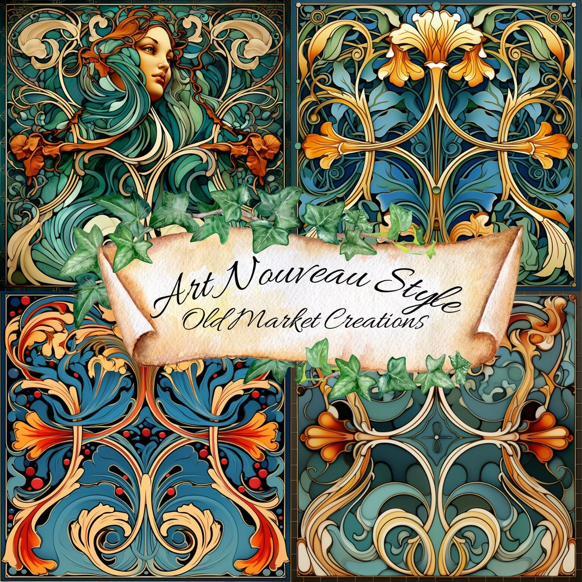 Art Nouveau Style Pattern Set - Etsy