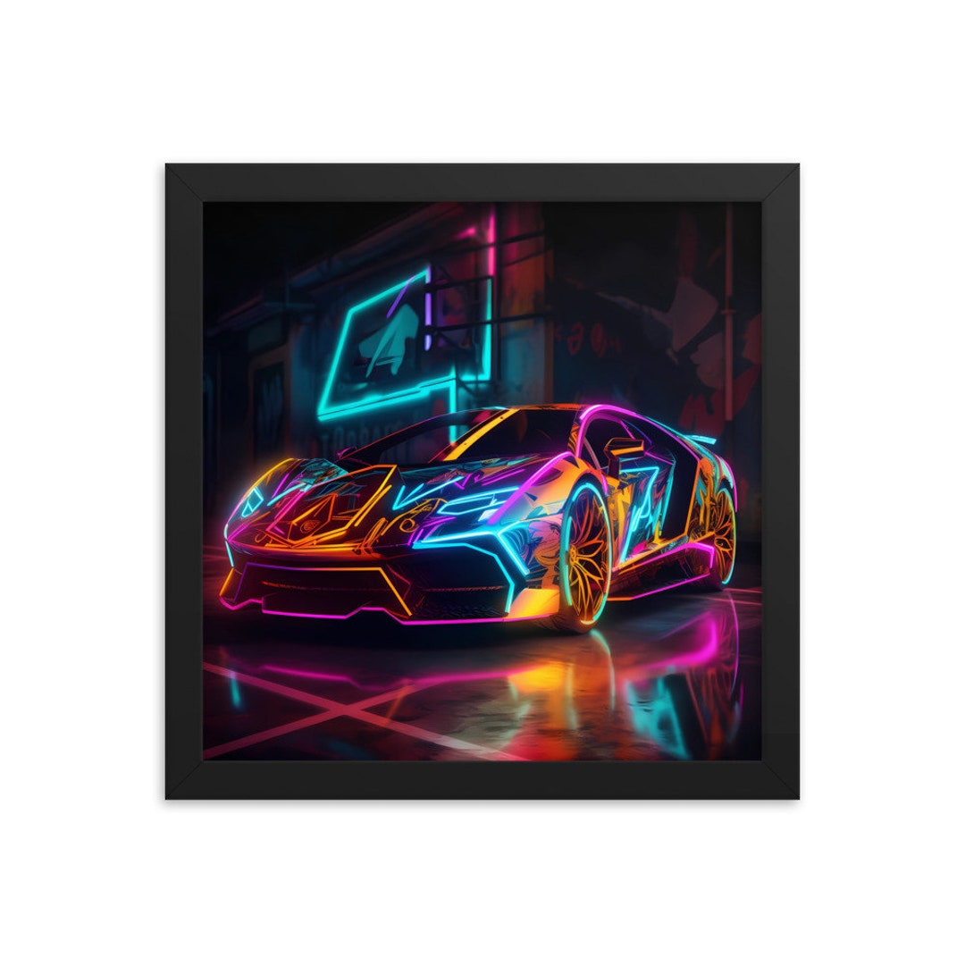 Neon Hyper Car Poster - Etsy
