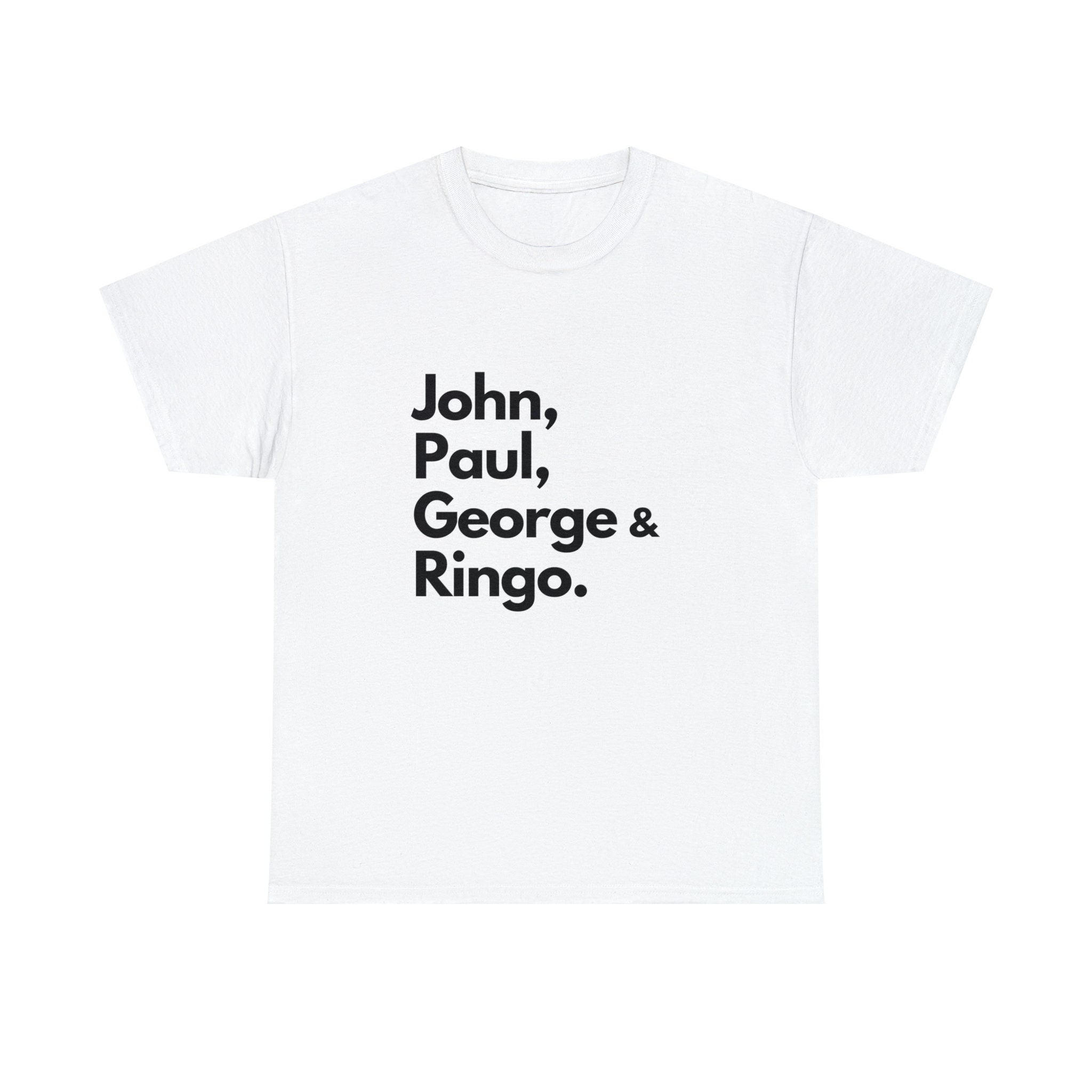 The Beatles Name T-shirt, John Paul George & Ringo, Unisex Heavy Cotton ...