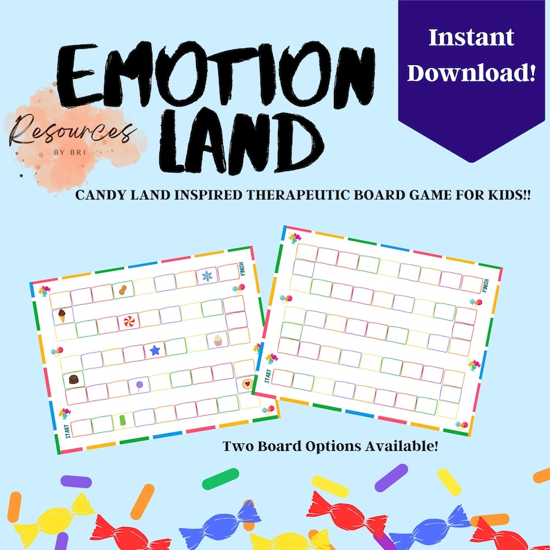 Emotion Land, Candy Land Inspired Therapeutic Board Game for Kids, Self-regulation Skills ...