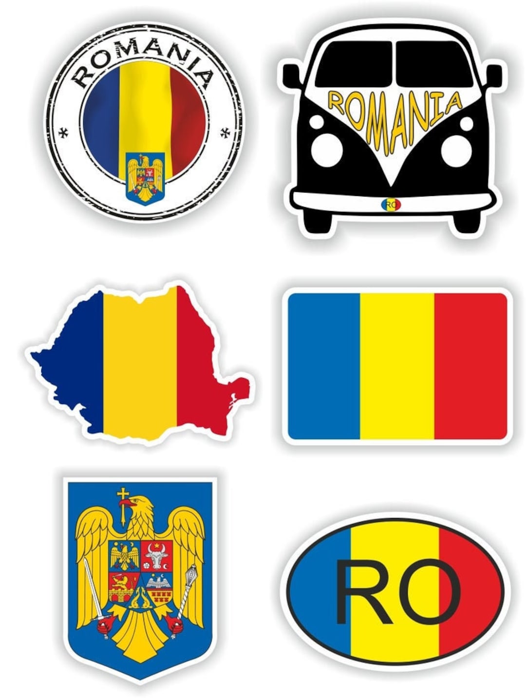 Romania Flag Set Car Glass Window Laptop Decal Stickers pack - Etsy