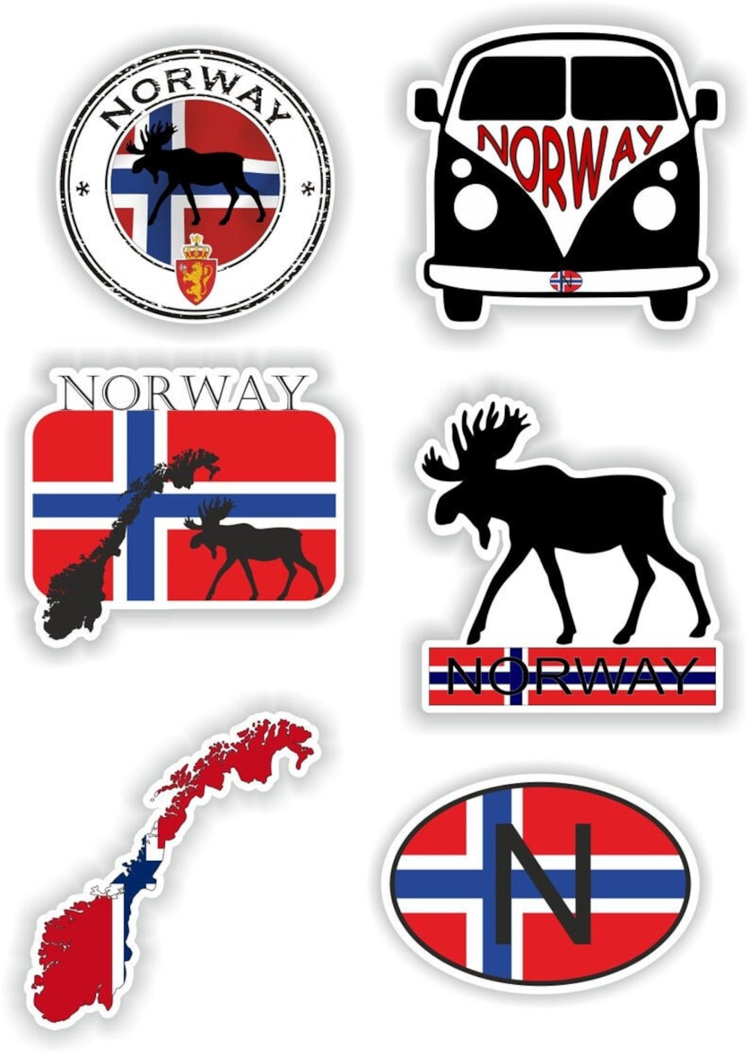 Norway Flag Set Car Glass Window Laptop Decal Stickers pack of 6 - Etsy
