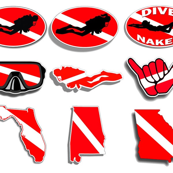 Scuba Diver Decals - Etsy