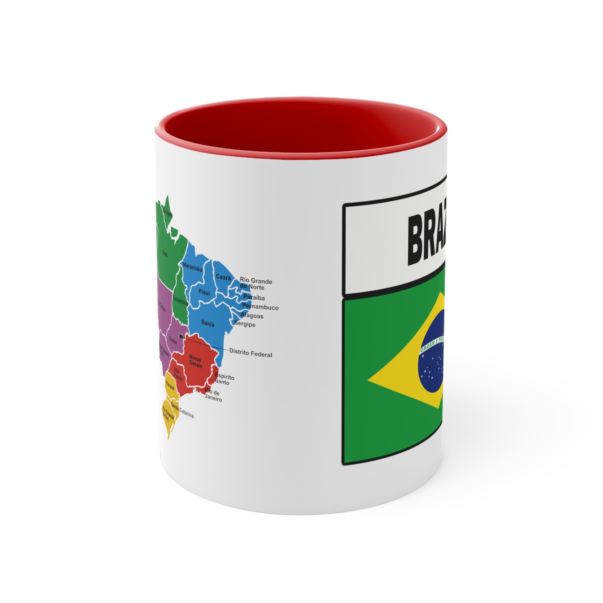 Brazil Brasil Flag Map Accent Coffee Mug 11oz - Etsy