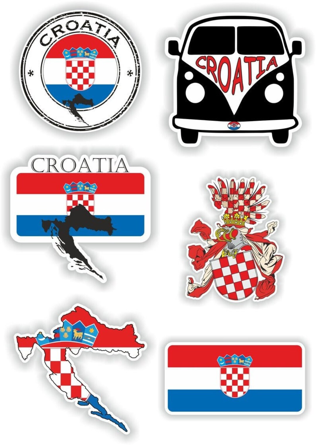 Croatia Flag Set Car Glass Window Laptop Decal Stickers pack of 6 - Etsy