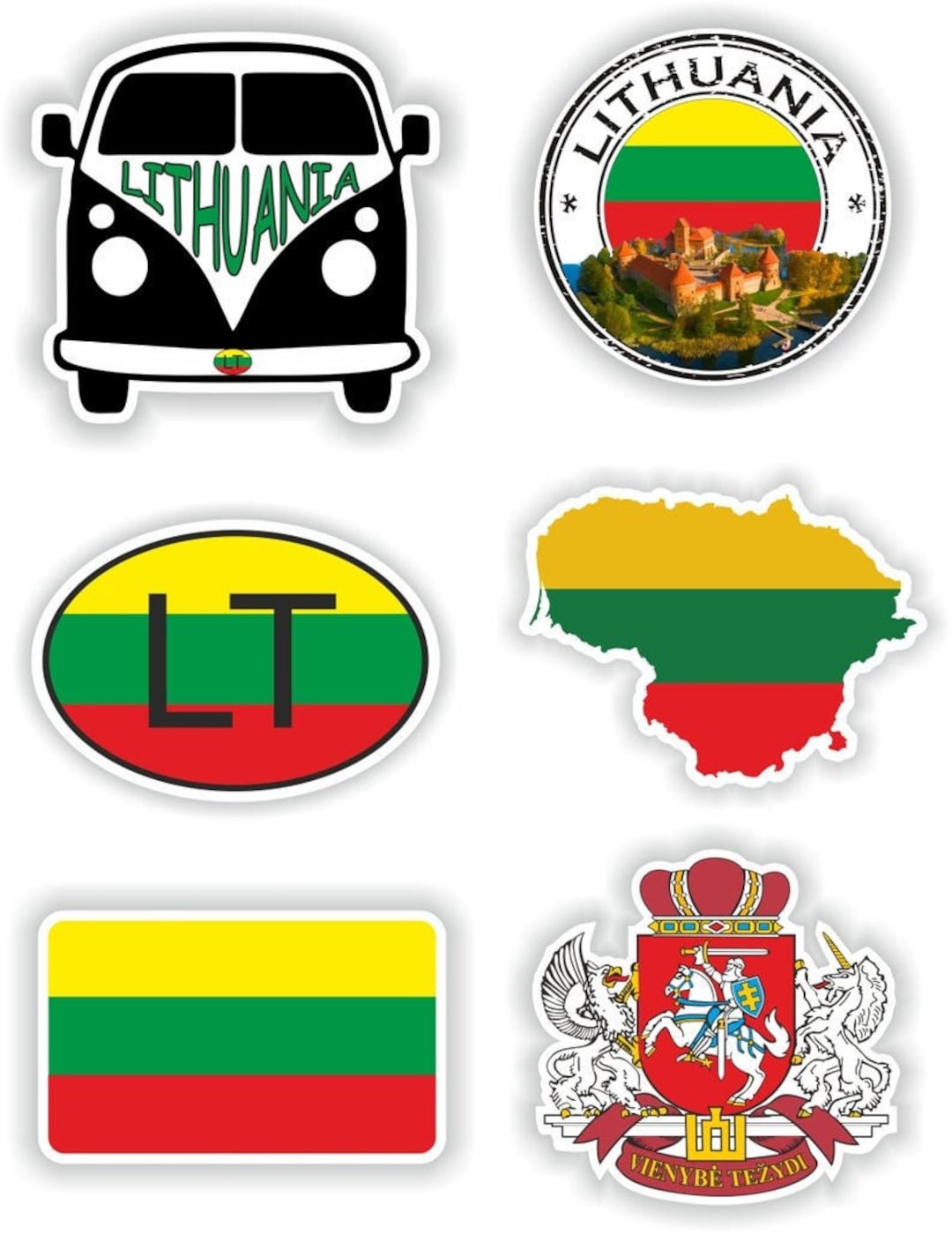 Lithuania Flag Set Car Glass Window Laptop Decal Stickers pack of 6 - Etsy