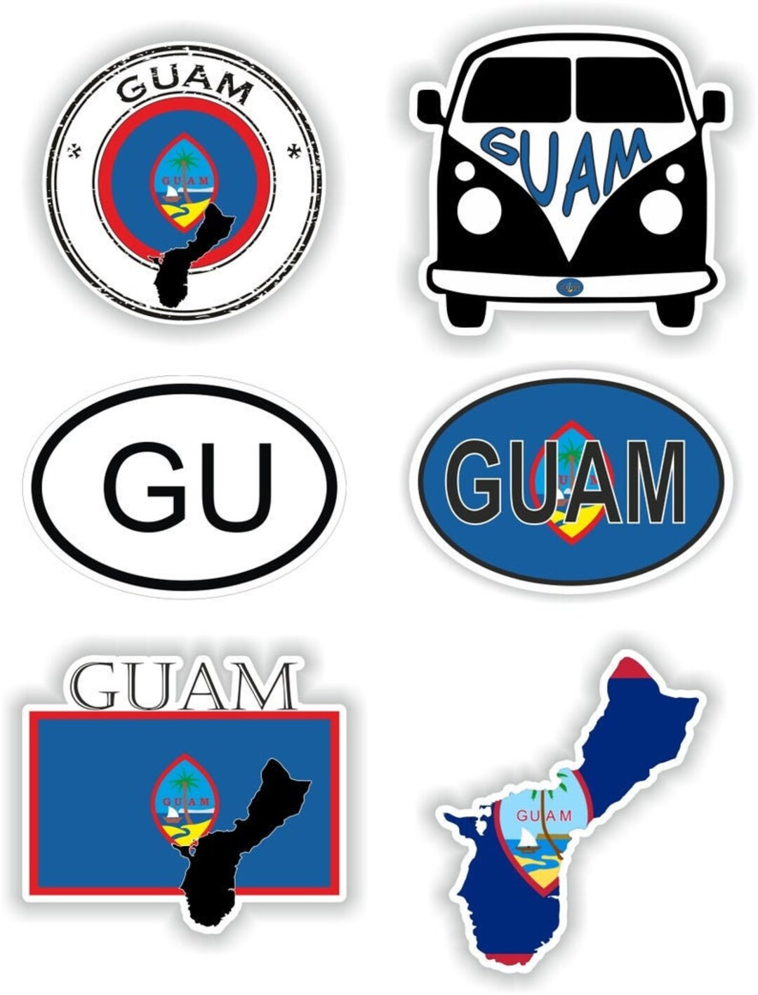 Guam Flag Set Car Glass Window Laptop Decal Stickers pack of - Etsy