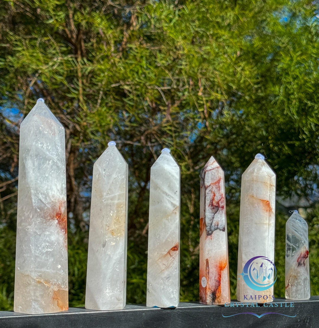 Stunning Milky Fire Quartz Towers With Unique Banding and Clear Windows ...