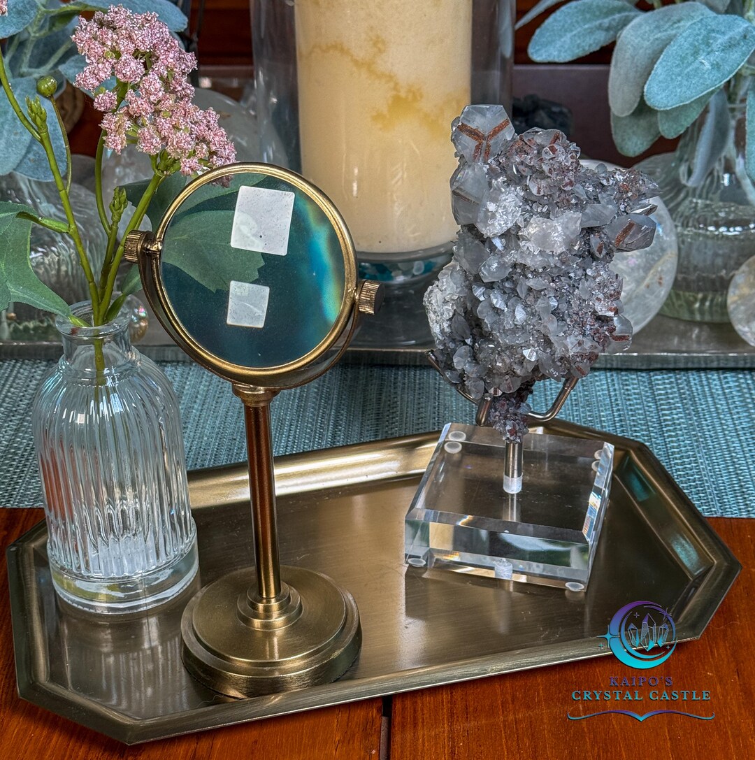 Rare Benz Calcite With Pyrite on Needle Quartz - Specimen in Custom ...