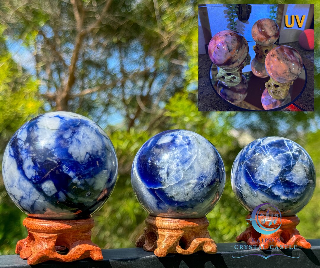 Beautiful Porcelain Sodalite Spheres W/ Intense UV Reaction - Large ...