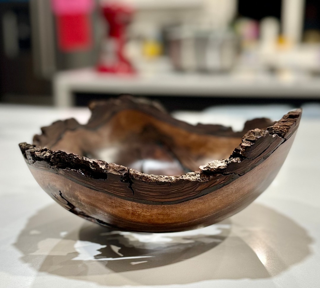 Walnut Live-edge Bowl With Artistic Voids, Hand Turned. - Etsy