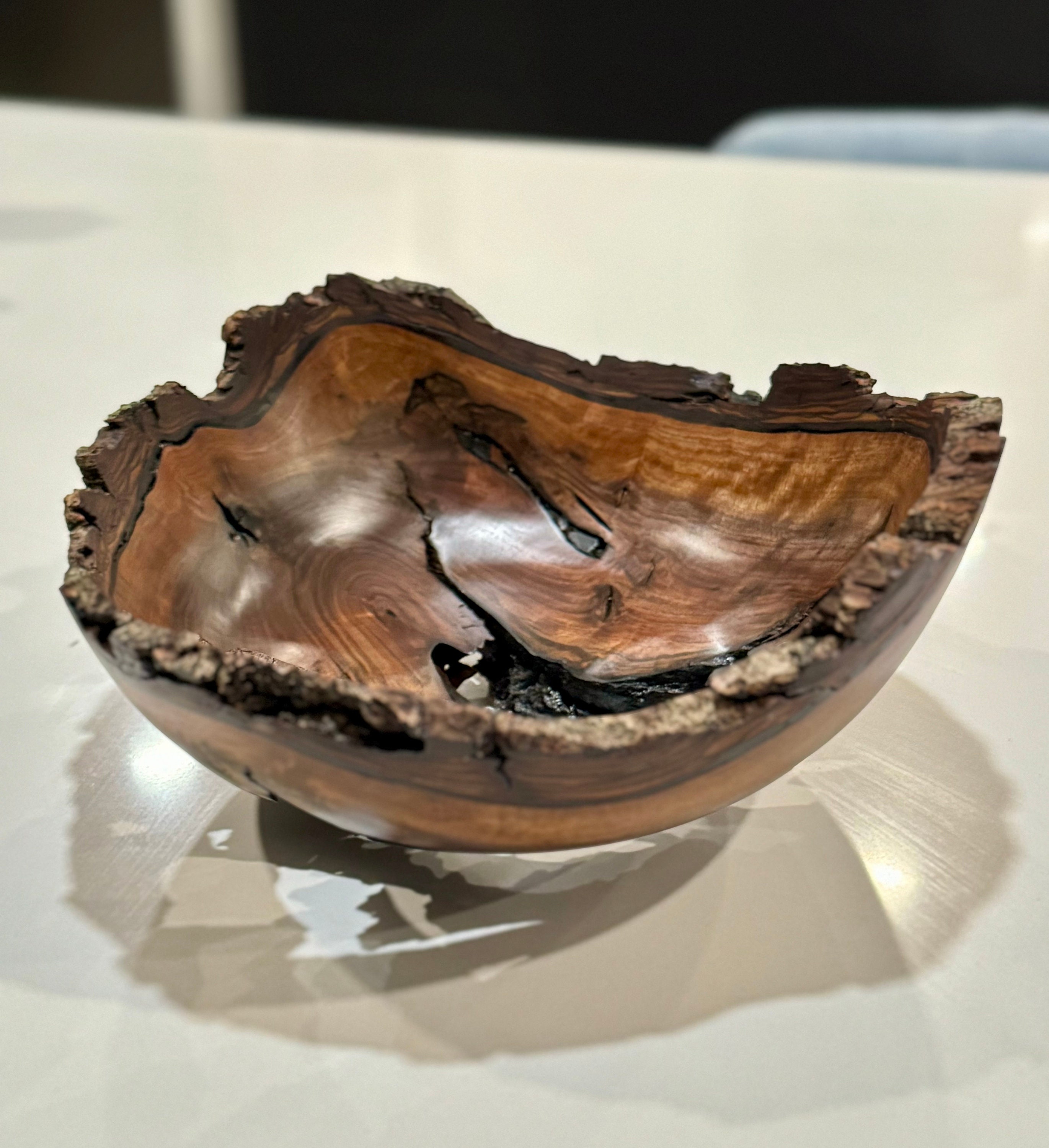 Walnut Live-edge Bowl With Artistic Voids, Hand Turned. - Etsy