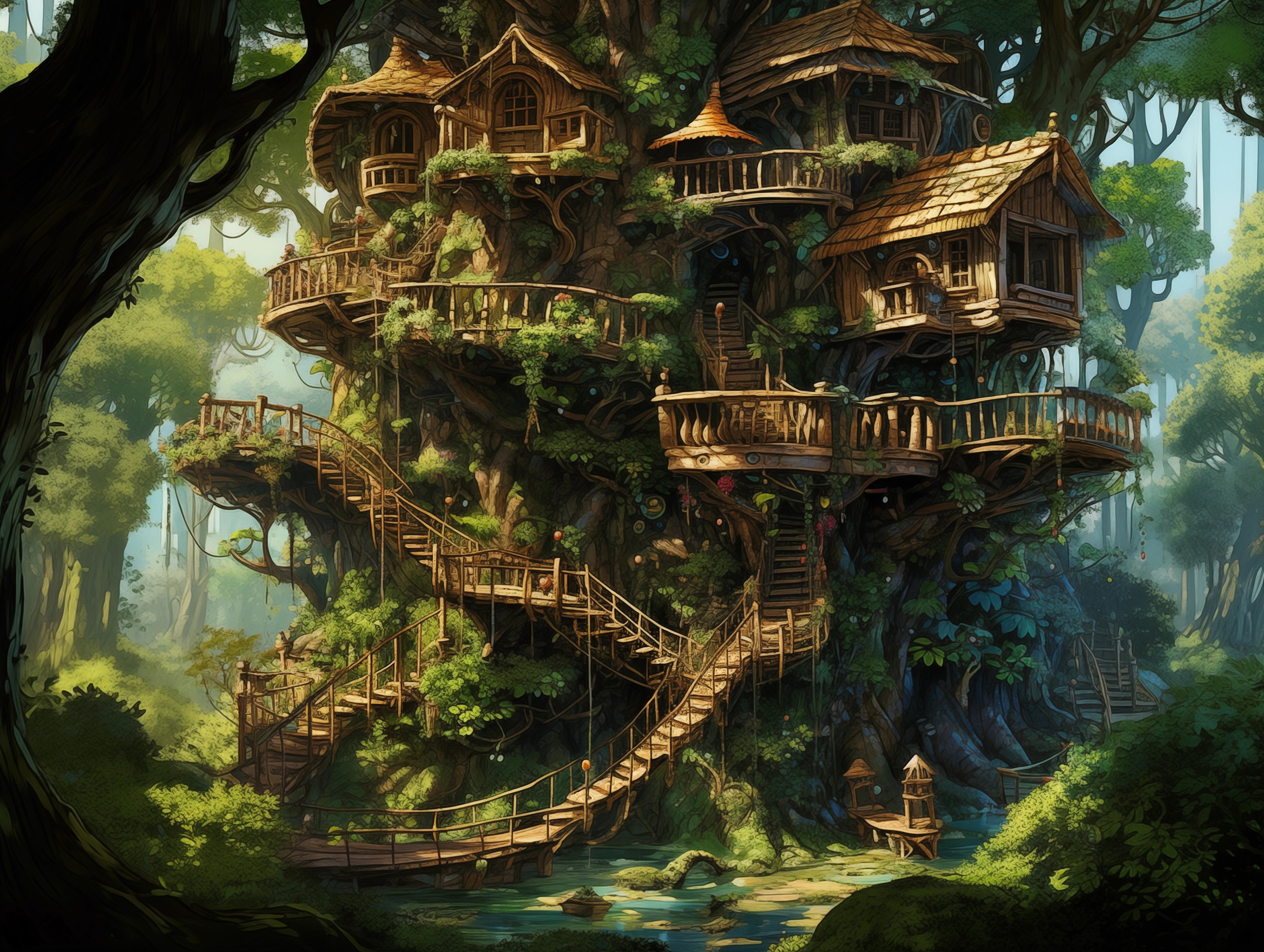 Enchanting Treehouse Haven - Inspired by Swiss Family Robinson - Green ...