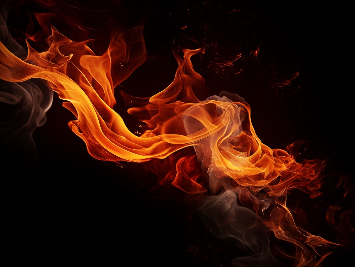 Prophecy - Burning Beautiful Digital Art Print on Black Background Leaf ...