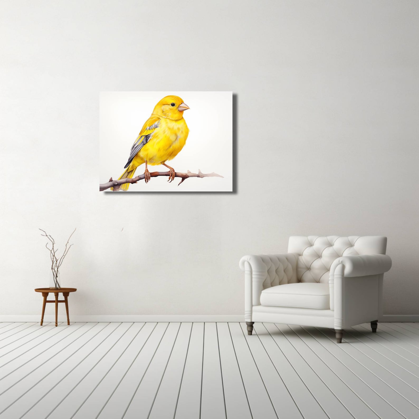 Canary Watercolor Painting - Digital Art Print on White Background ...