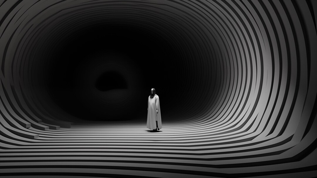 Ambient Alien Cavern: Woman Standing Before the Abyss - Digital Art ...