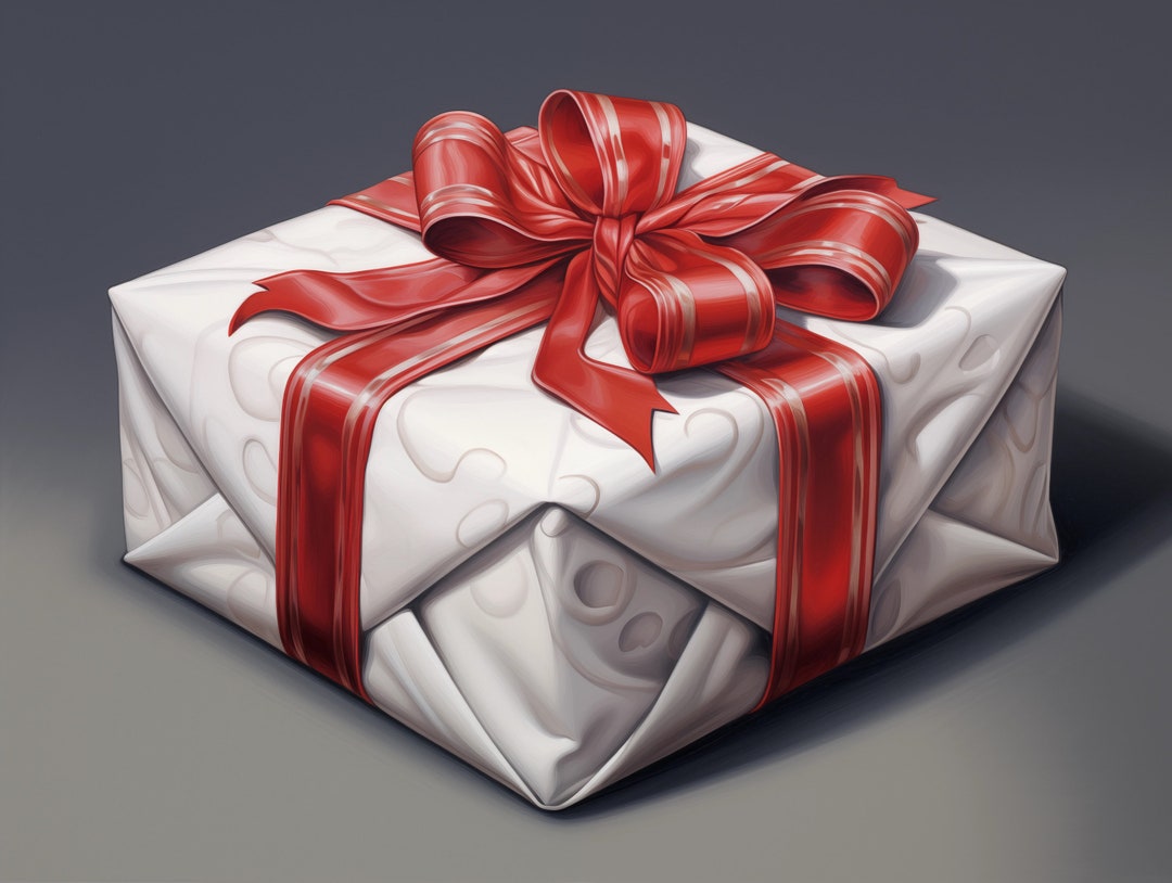 Timeless Elegance: Digital Art Print of Beautifully Wrapped Gift With ...