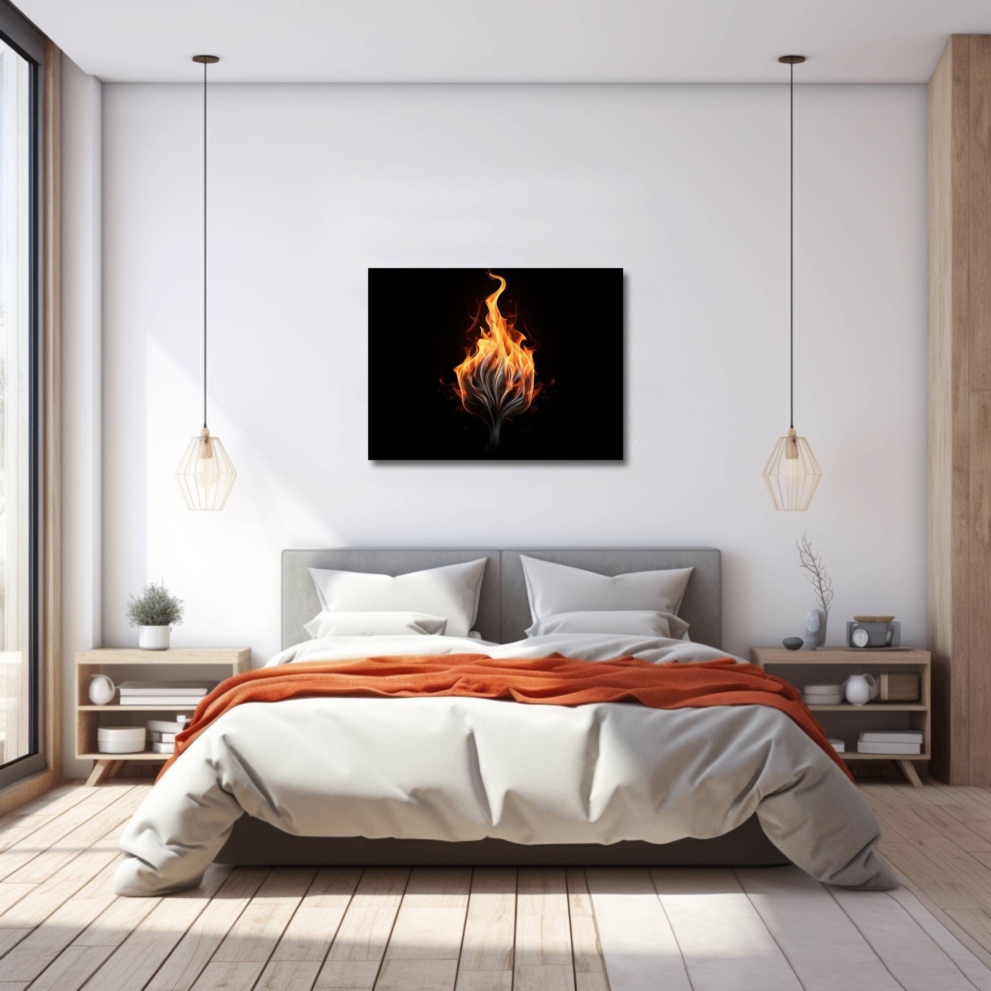Burning Leaf Floral Ring - Beautiful Digital Art Print on Black ...