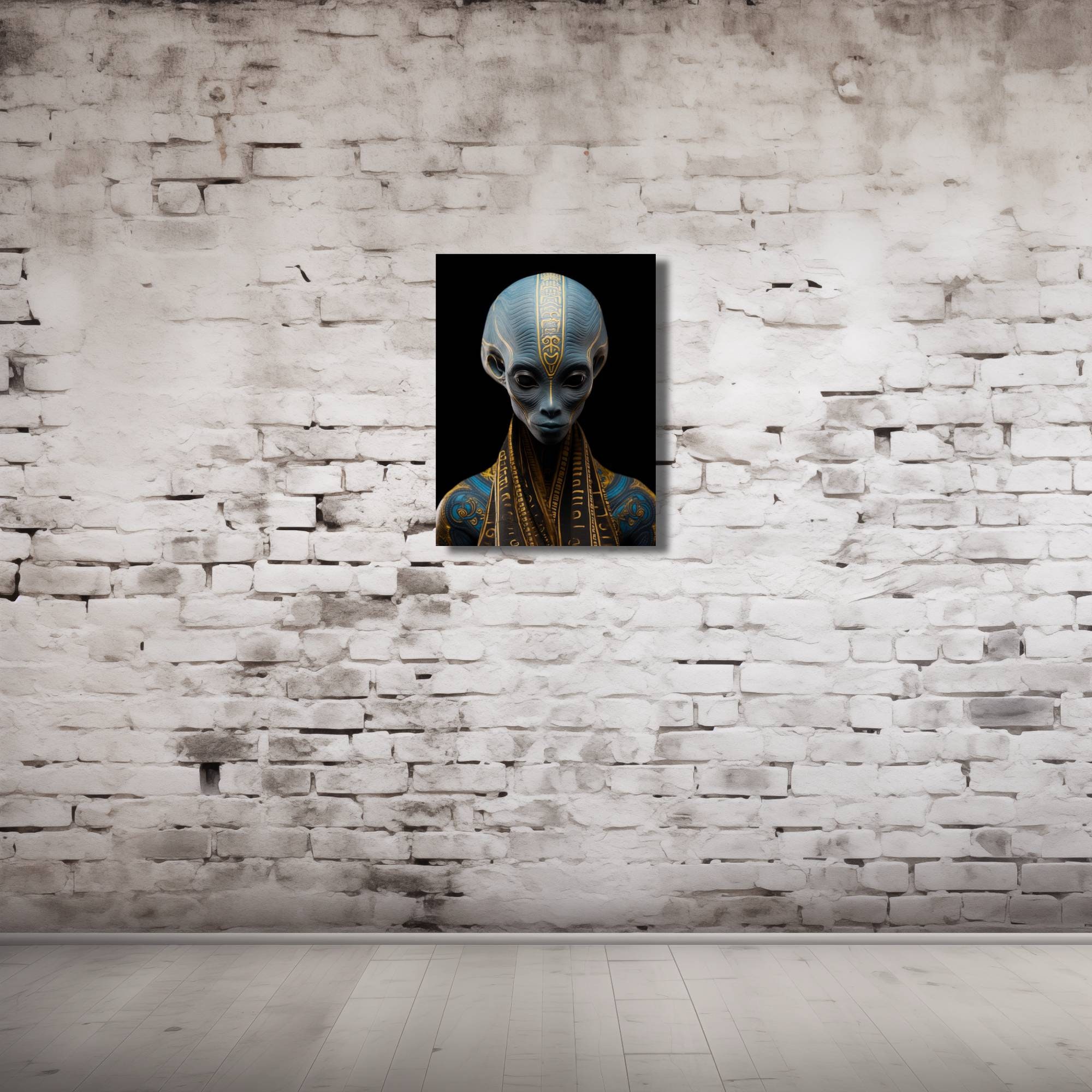 Alien Portrait Digital Art Print on Black Background Gift Unkown Out of ...