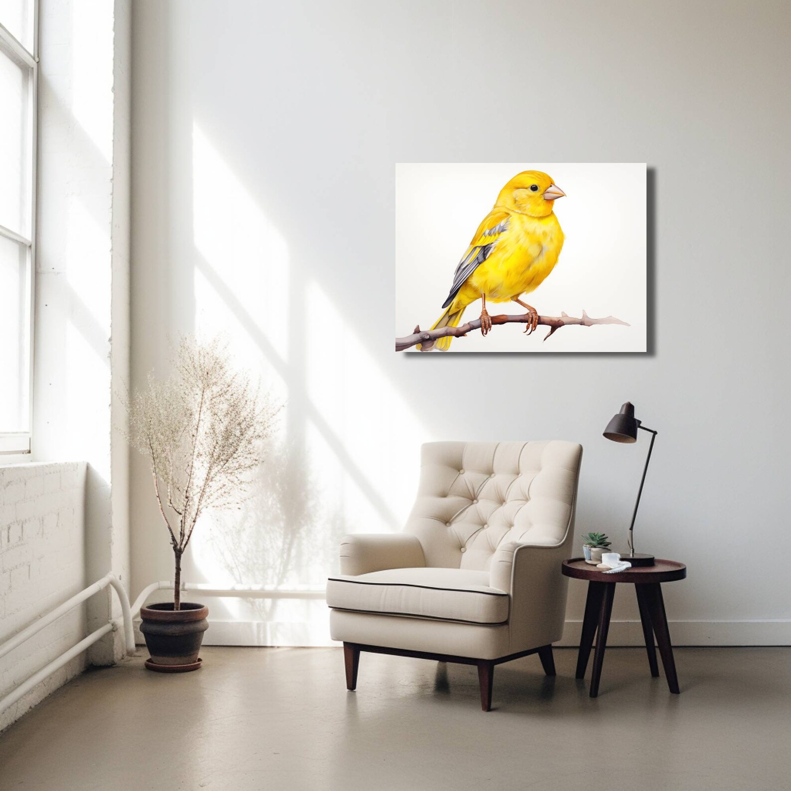 Canary Watercolor Painting - Digital Art Print on White Background ...