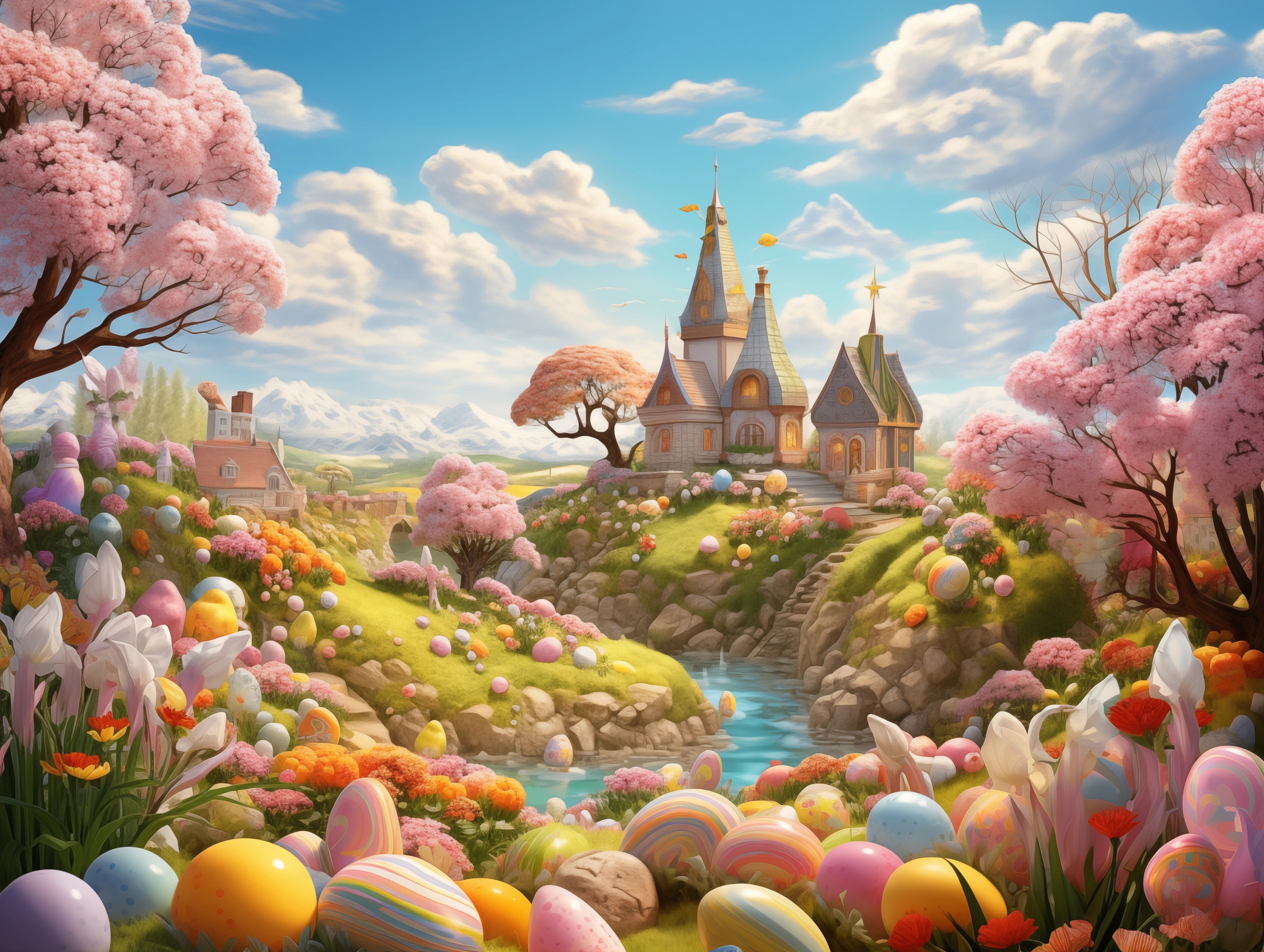 Easter Paradise Wonderland: Digital Art Print of Sweet Easter Delights ...