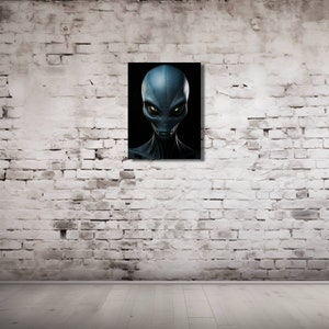 Alien Portrait - Digital Art Print on Black Background - Gift - Unkown ...
