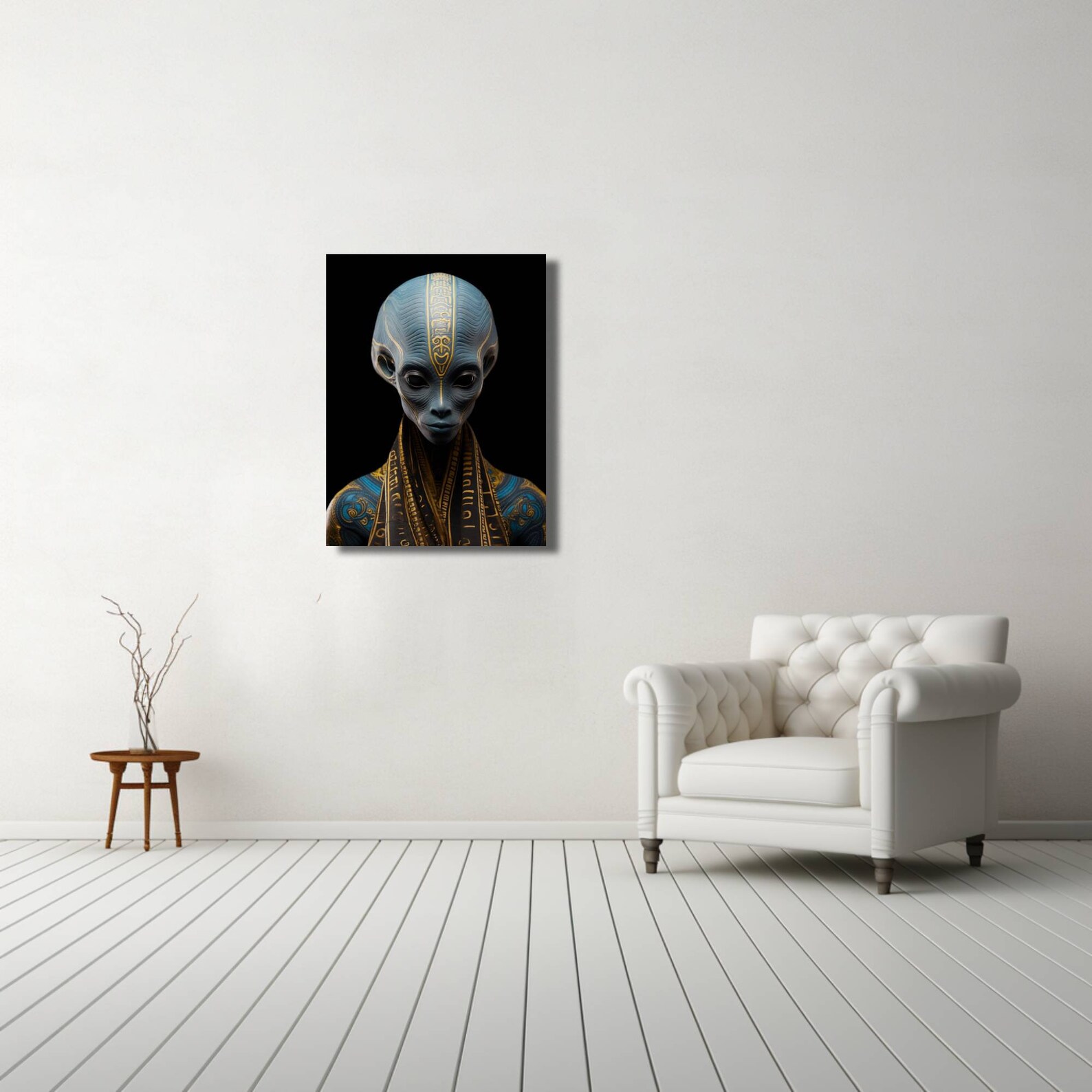 Alien Portrait Digital Art Print on Black Background Gift Unkown Out of ...