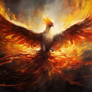 Phoenix Flight - Digital Art Print of Majestic Bird Soaring - Gift ...