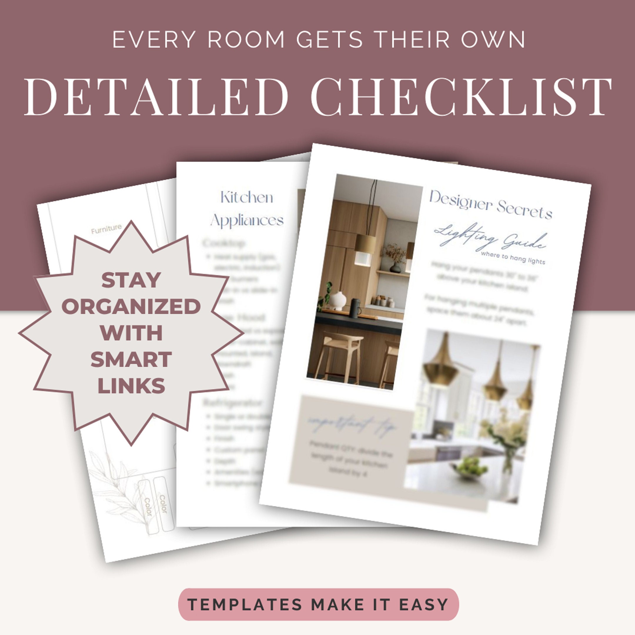 Printable Interior Design Checklist | Room List | Construction Binder ...