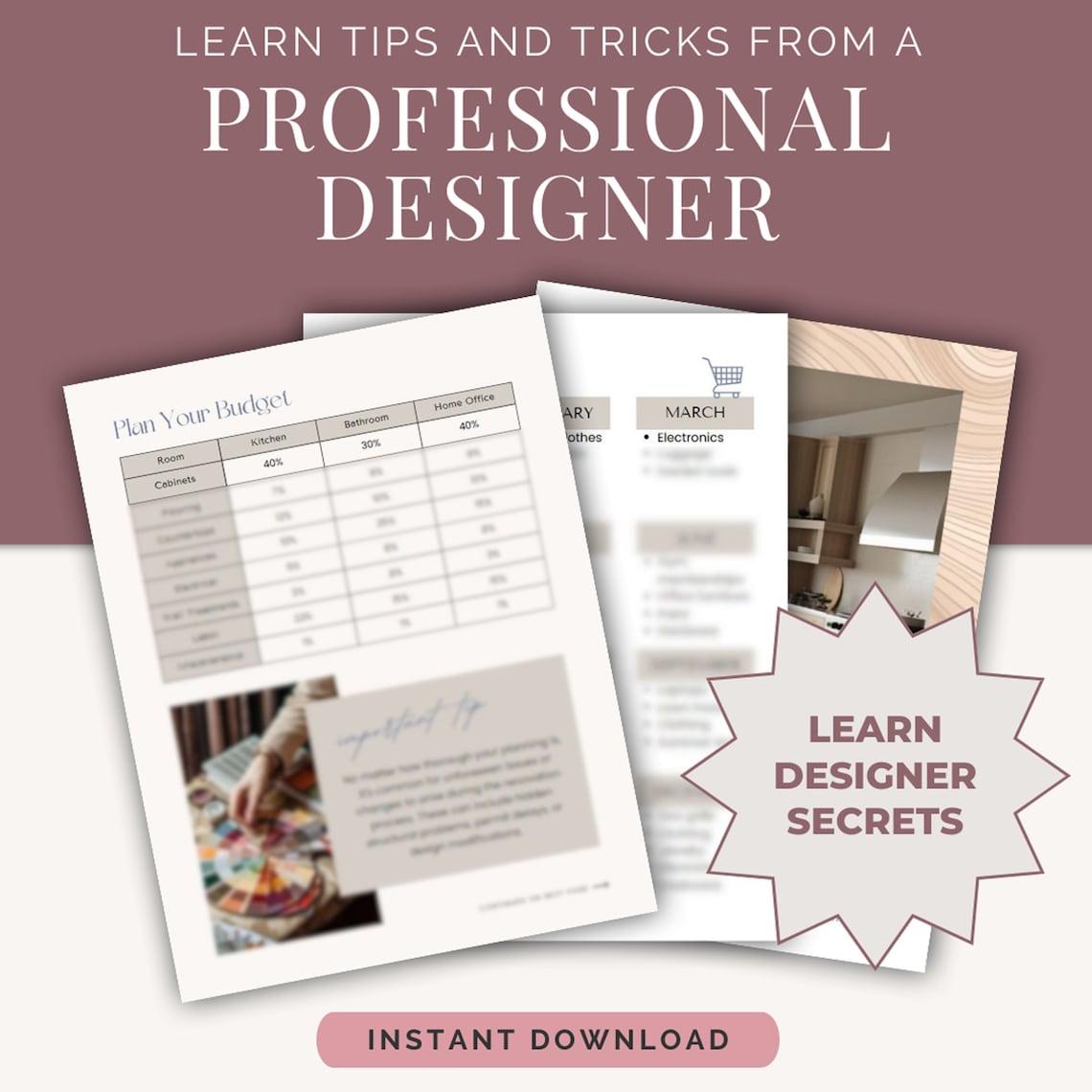 Printable Interior Design Checklist | Room List | Construction Binder ...