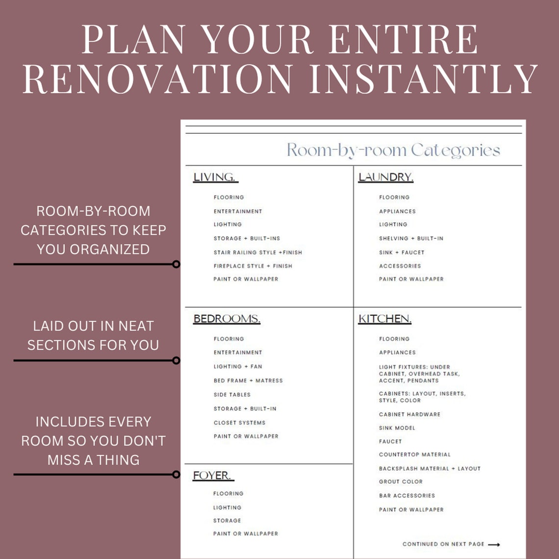 Editable Construction Planner Printable Renovation Checklist New Home ...