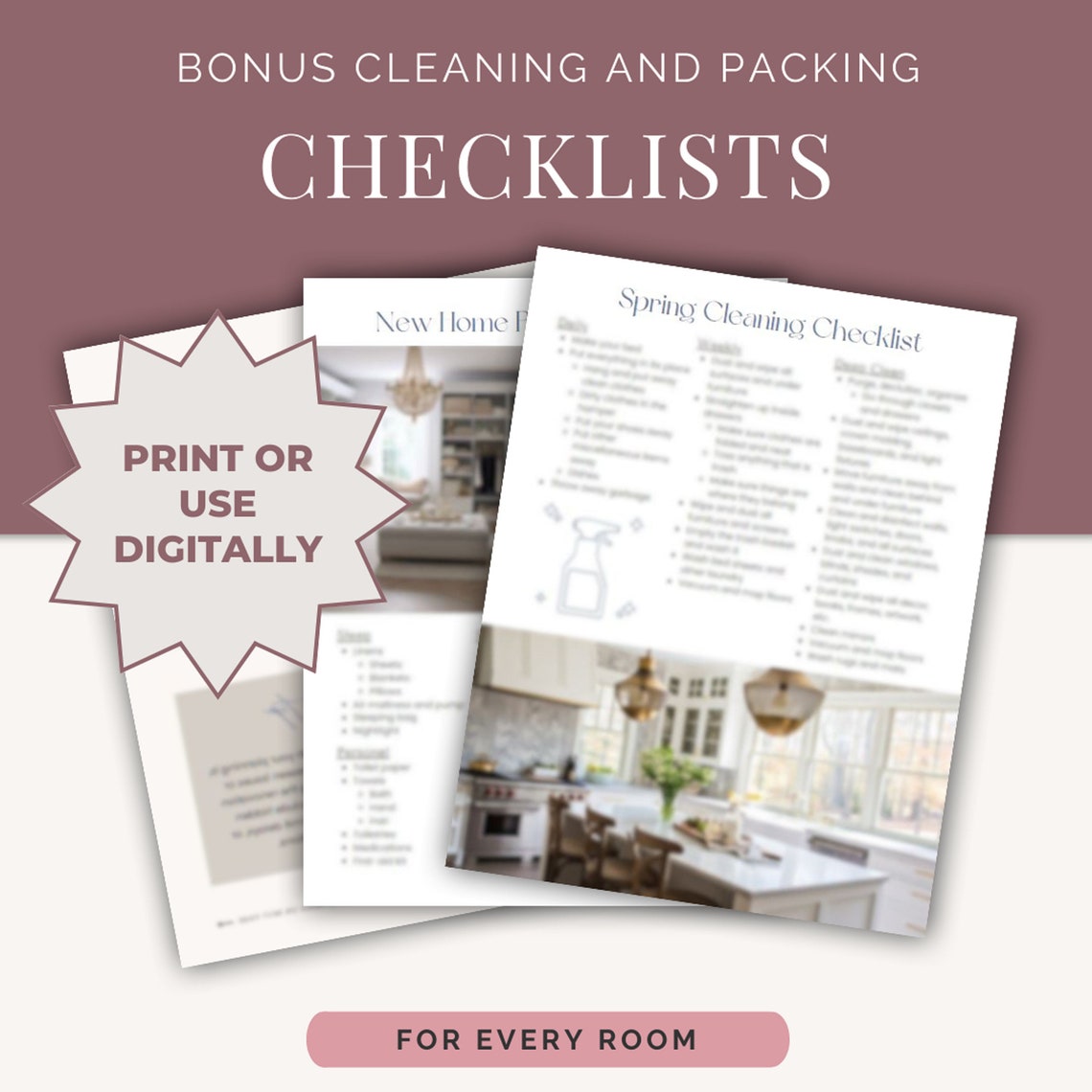 Printable Interior Design Checklist | Room List | Construction Binder ...