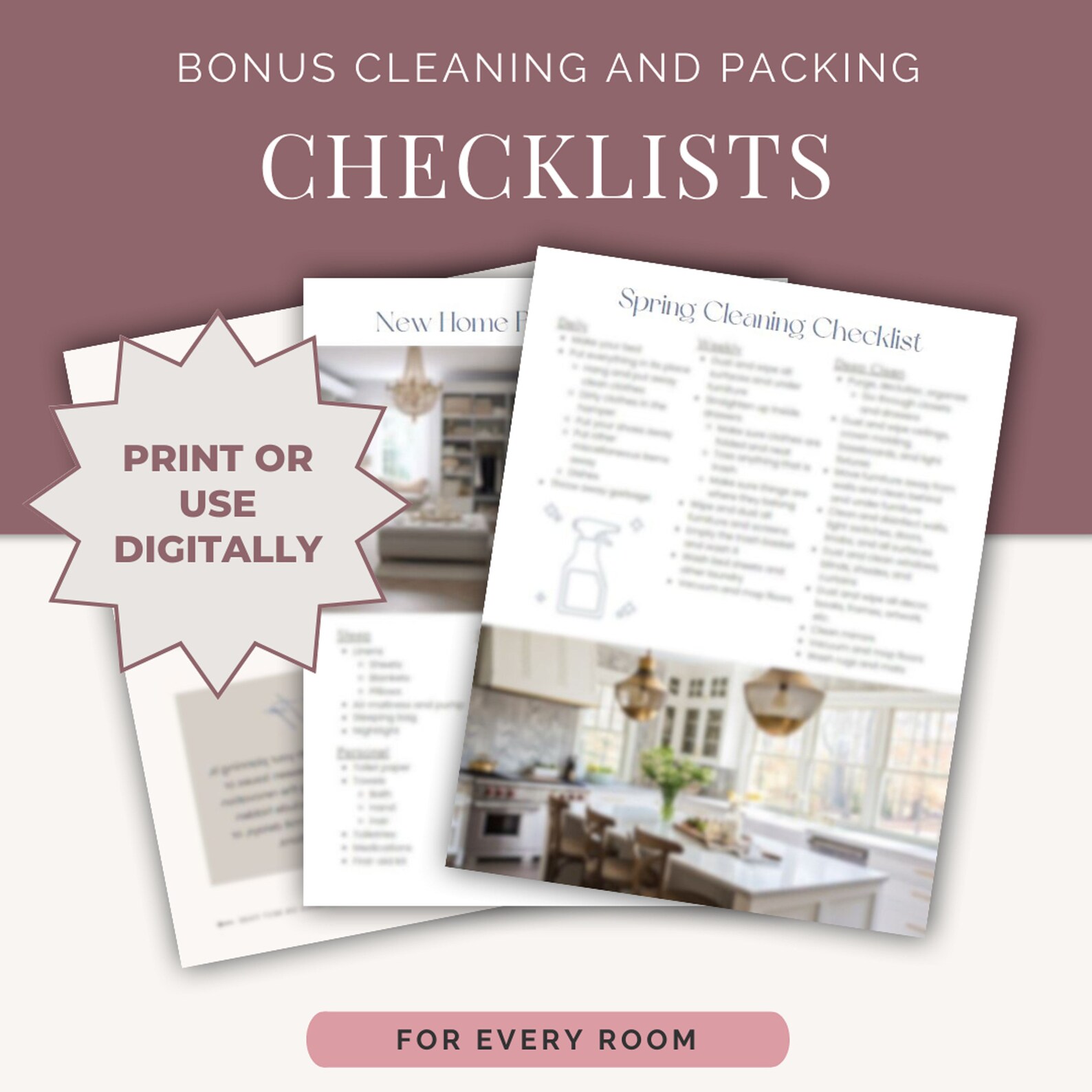 Printable Interior Design Checklist | Room List | Construction Binder ...