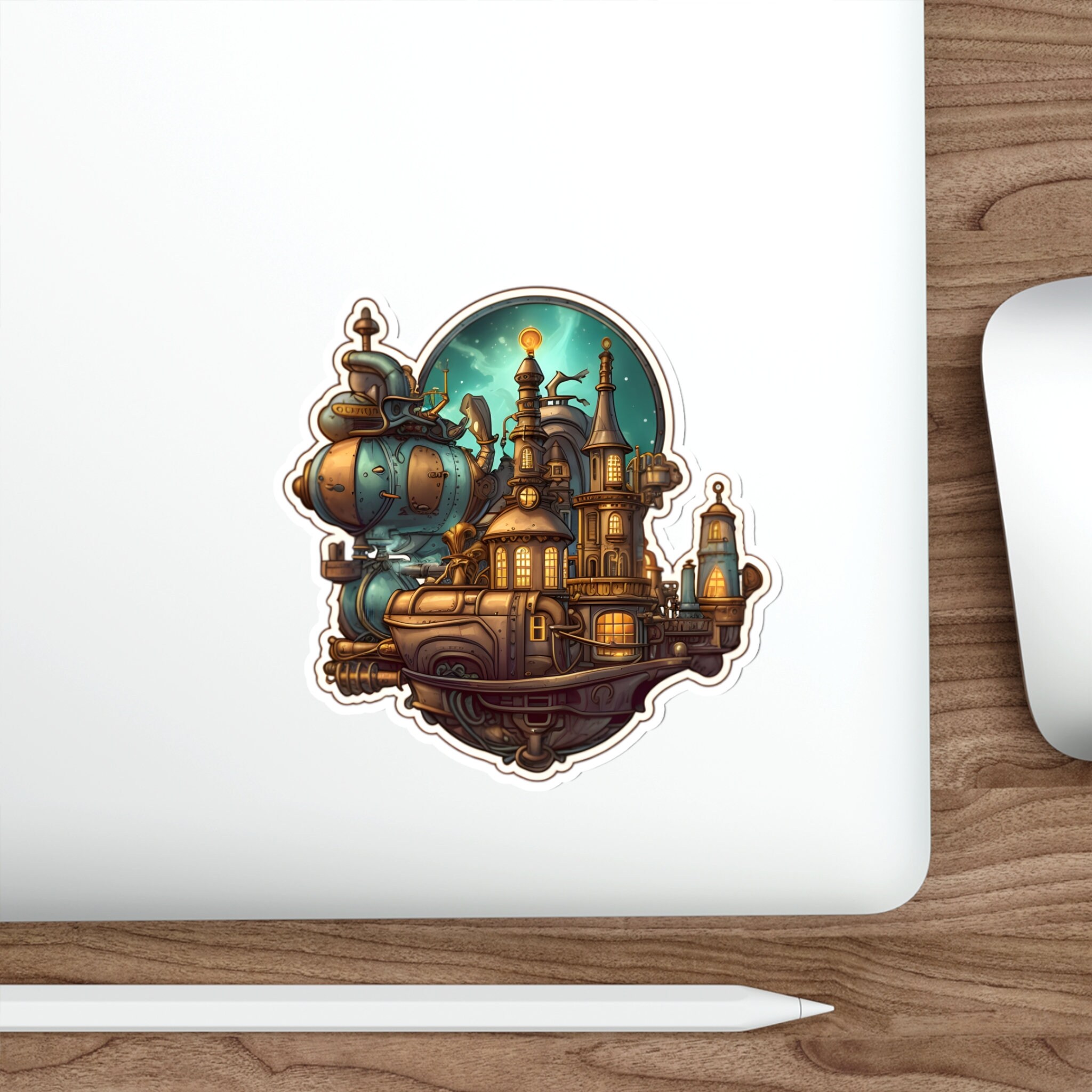Steampunk Fantasy Scene Vinyl Decal Industrial Design Sticker for ...