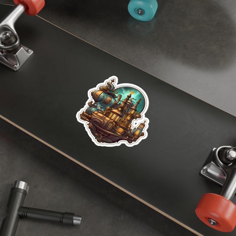 Steampunk Fantasy Scene Vinyl Decal | Industrial Design Sticker for ...