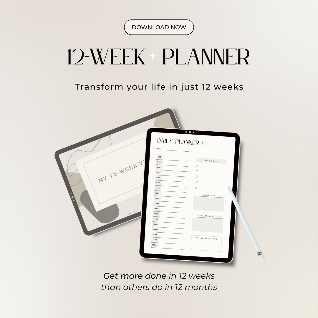 12-week Year Digital Planner | Compatible With Goodnotes and Notability ...