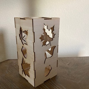 Fall Wooden Lantern Box Laser Cut Leaves and Acorns. Fall Decor. - Etsy