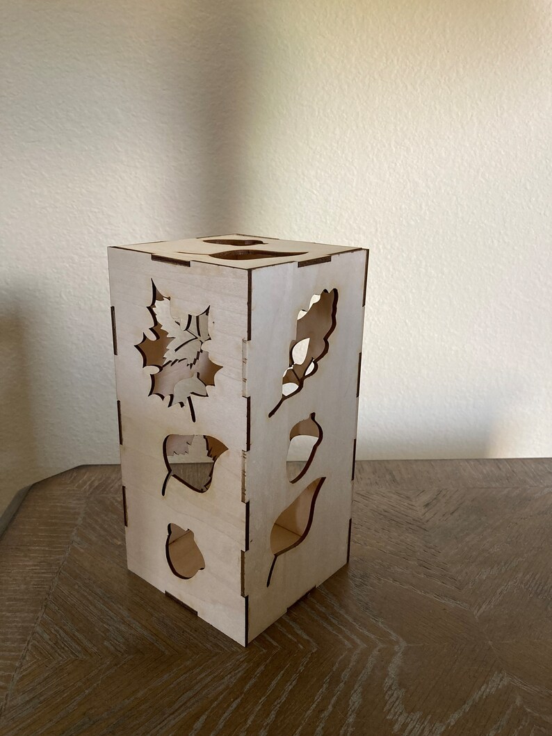 Fall Wooden Lantern Box Laser Cut Leaves and Acorns. Fall - Etsy