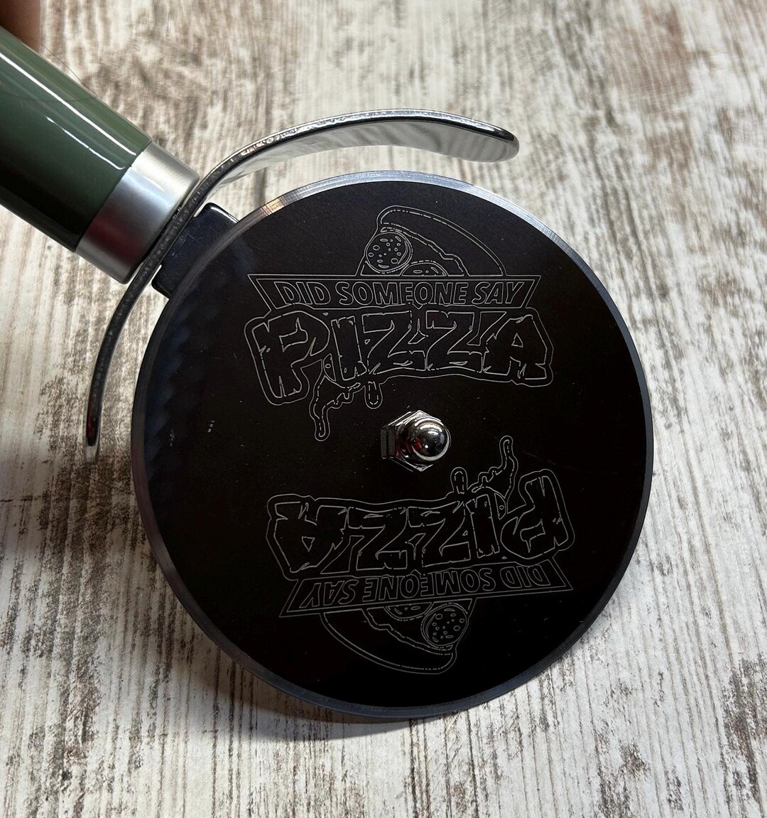Personalized Pizza Cutter: Laser Engraved Stainless Steel With Green ...