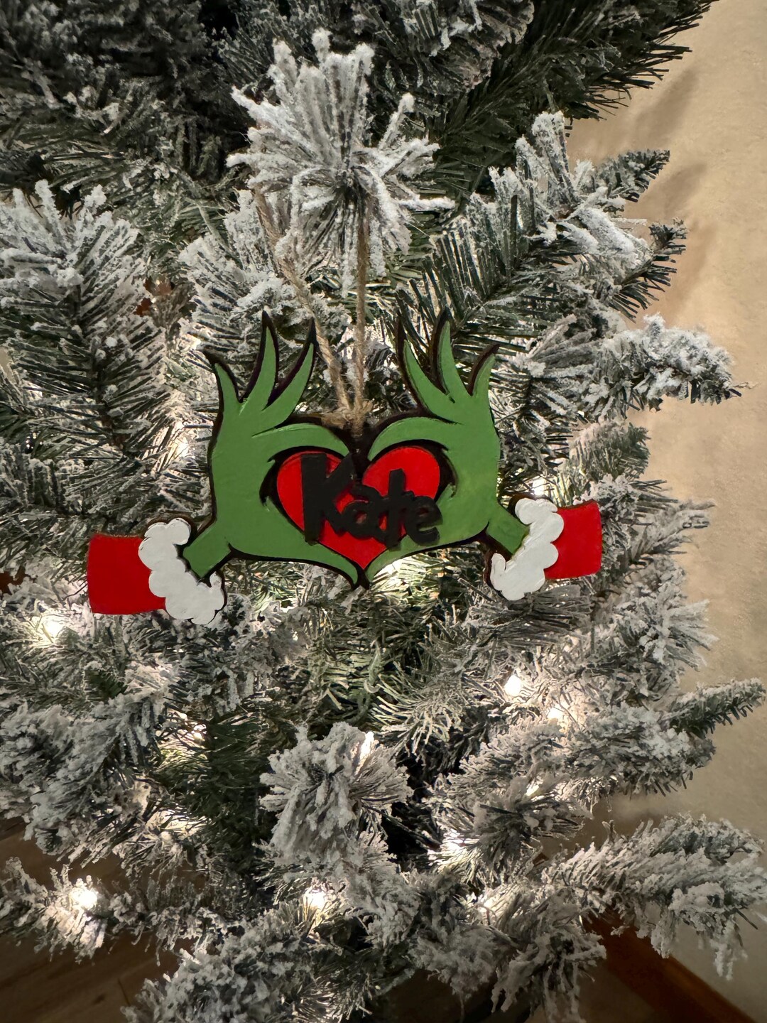 Personalized Grinch Ornament: Laser Cut, Hand Painted, Twine Hanger - Etsy