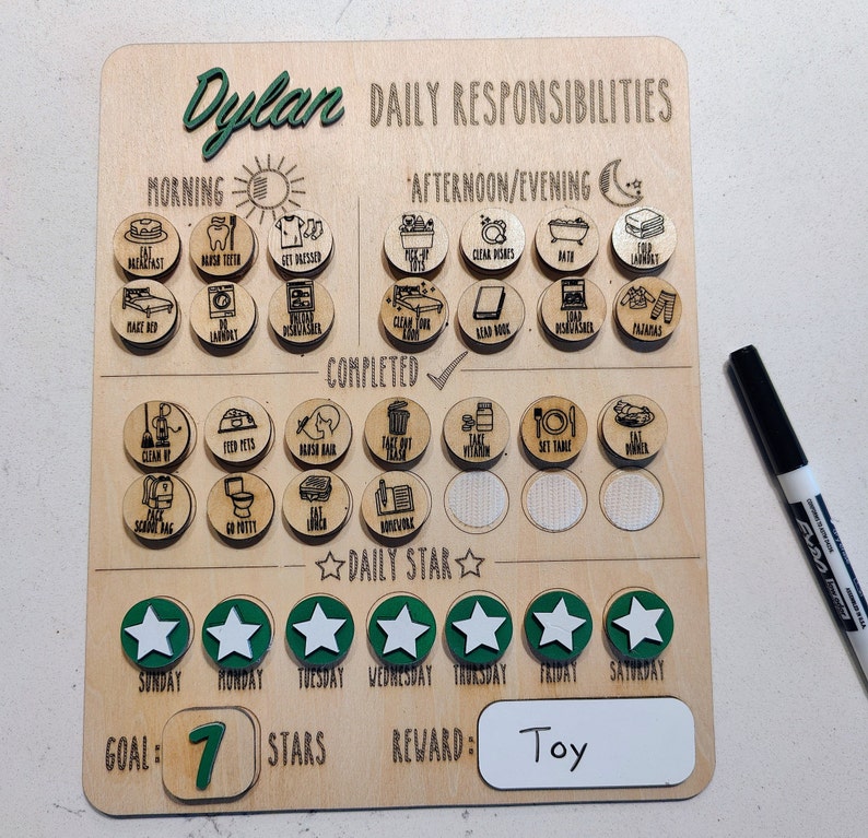 Daily Responsibilities Board Chore Chart for Kids - Etsy
