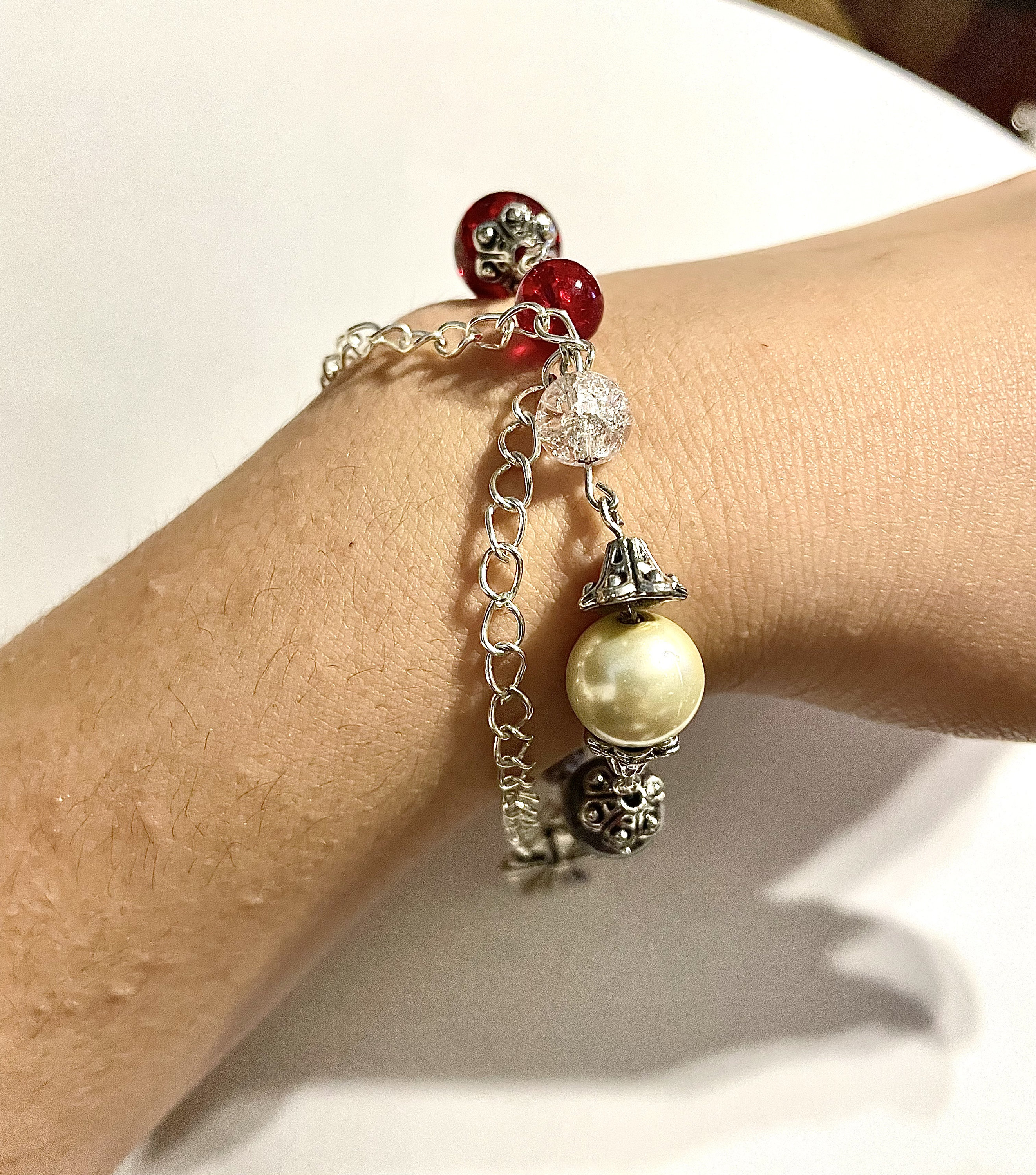 Beaded Goth Alt Charm Bracelet Cross Charm Bracelet Y2k Bracelet Y2k ...