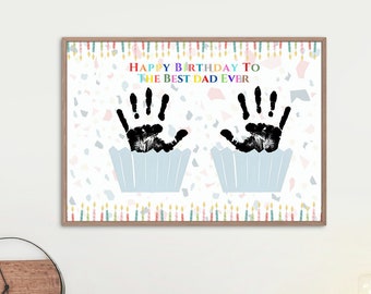 Printable Handprint Art for Birthday Happy Birthday Cup Cakes - Etsy
