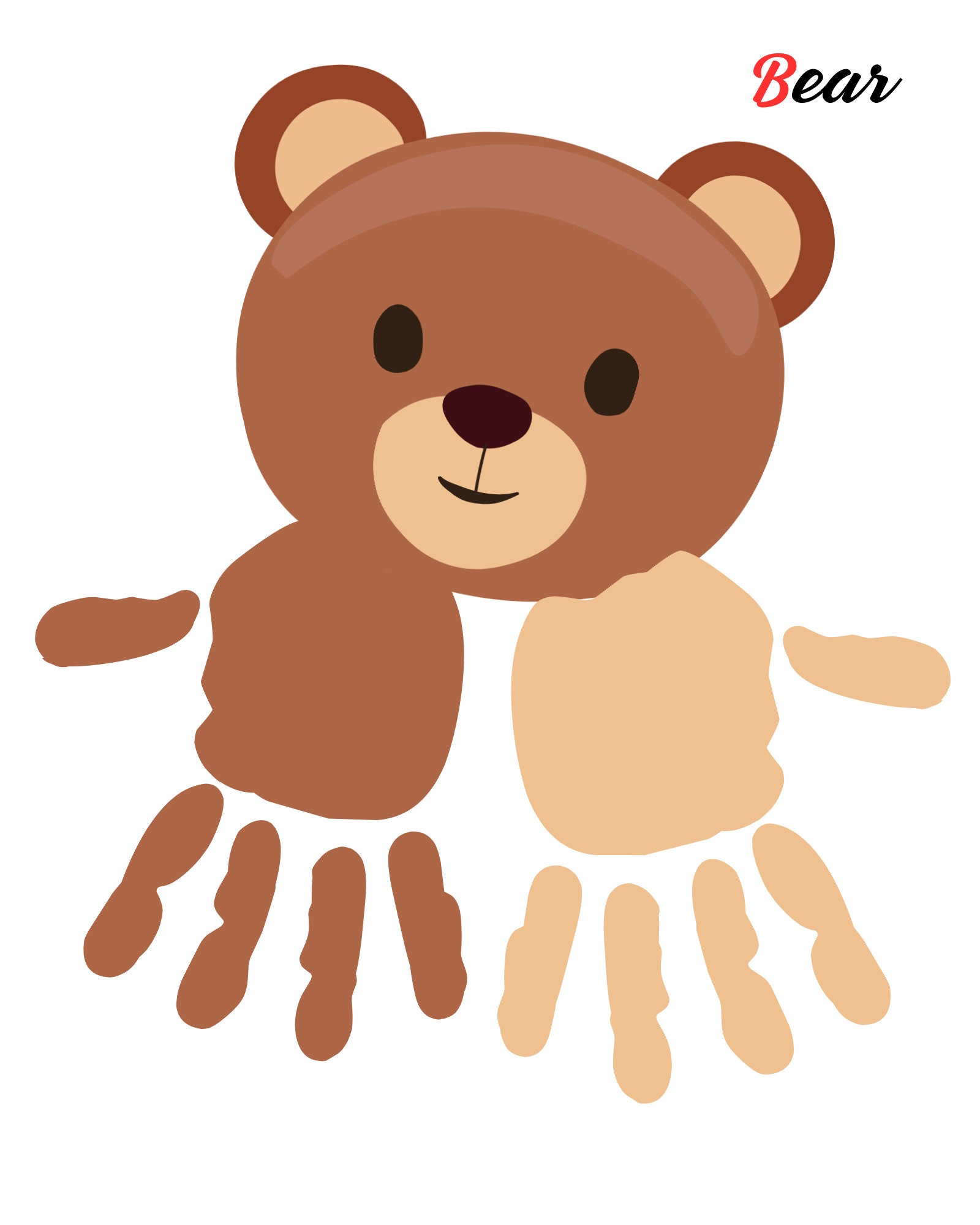 Bear Handprint Art Handprint & Footprint Art Craft: 8x10 Baby - Etsy